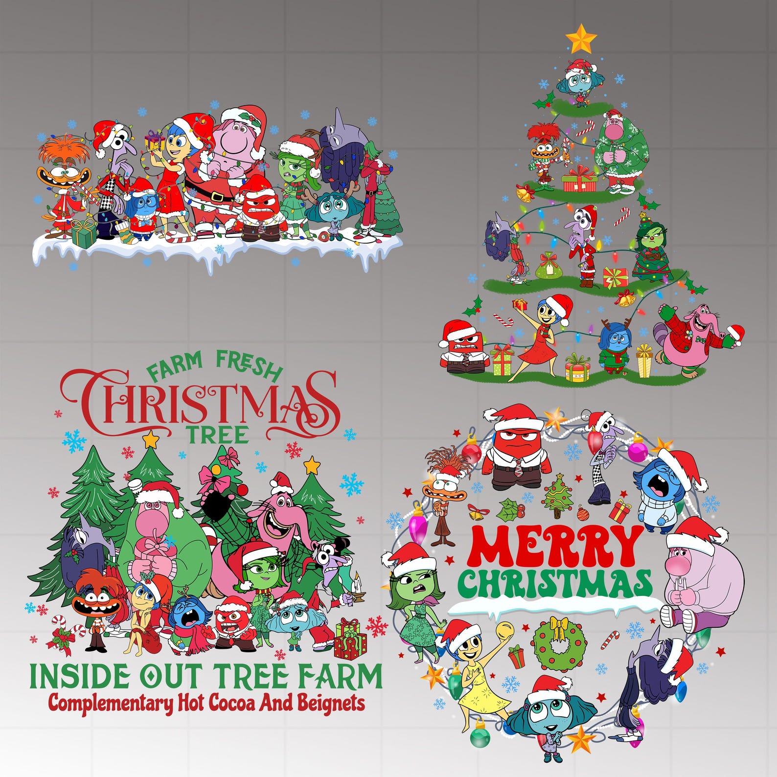 Christmas Inside Out Png Bundle. Cartoon Emotions Friends Merry ...