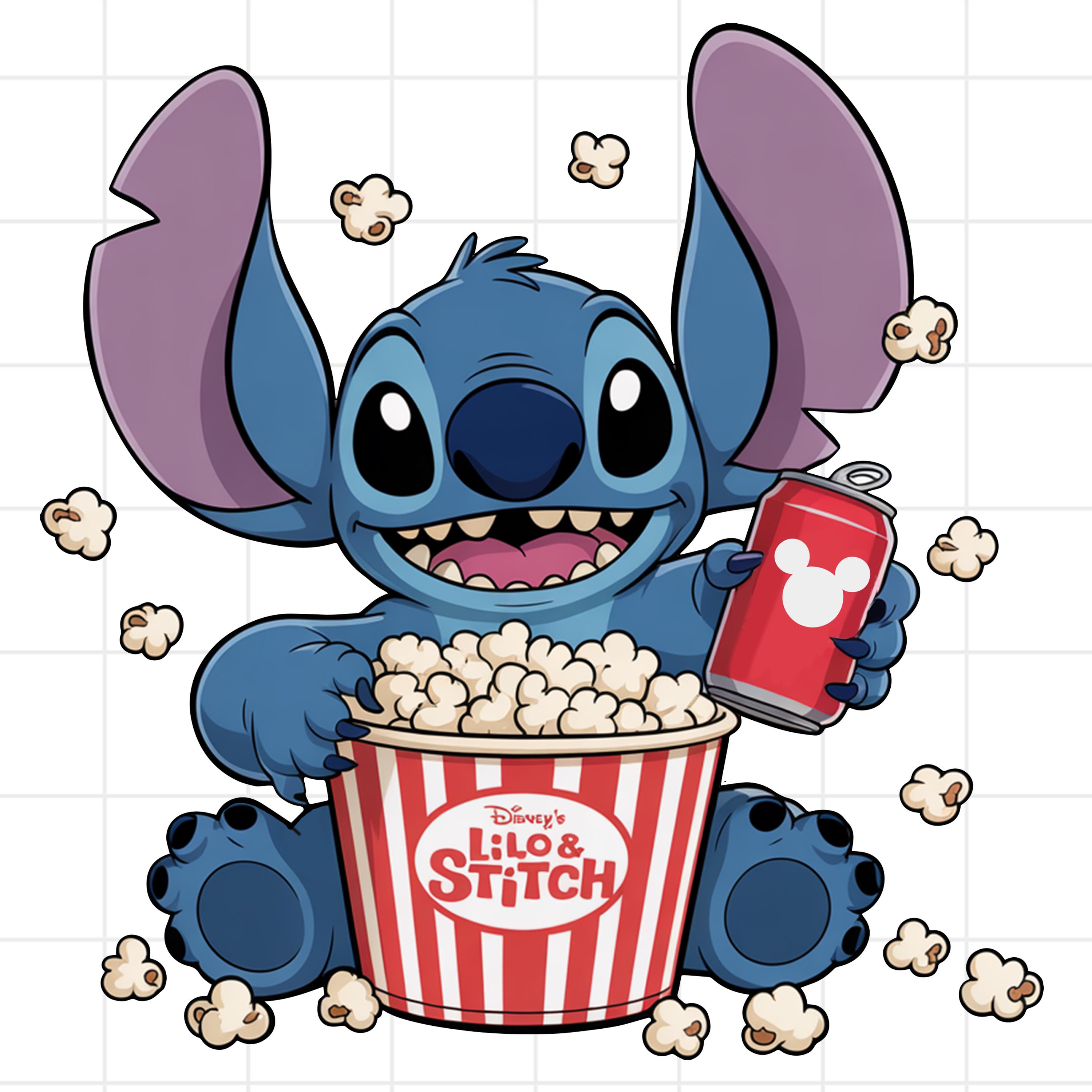 Lilo and Stitch Popcorn Cinema Png, Stitch Drink Dr Pepper Png, Stitch ...