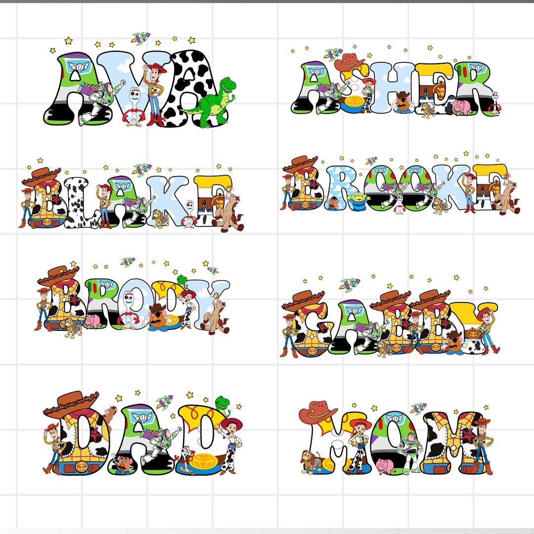Custom Toy Story Family PNG Bundle, Brooke, Gabby, Blake, Dad, Mom, Ava ...