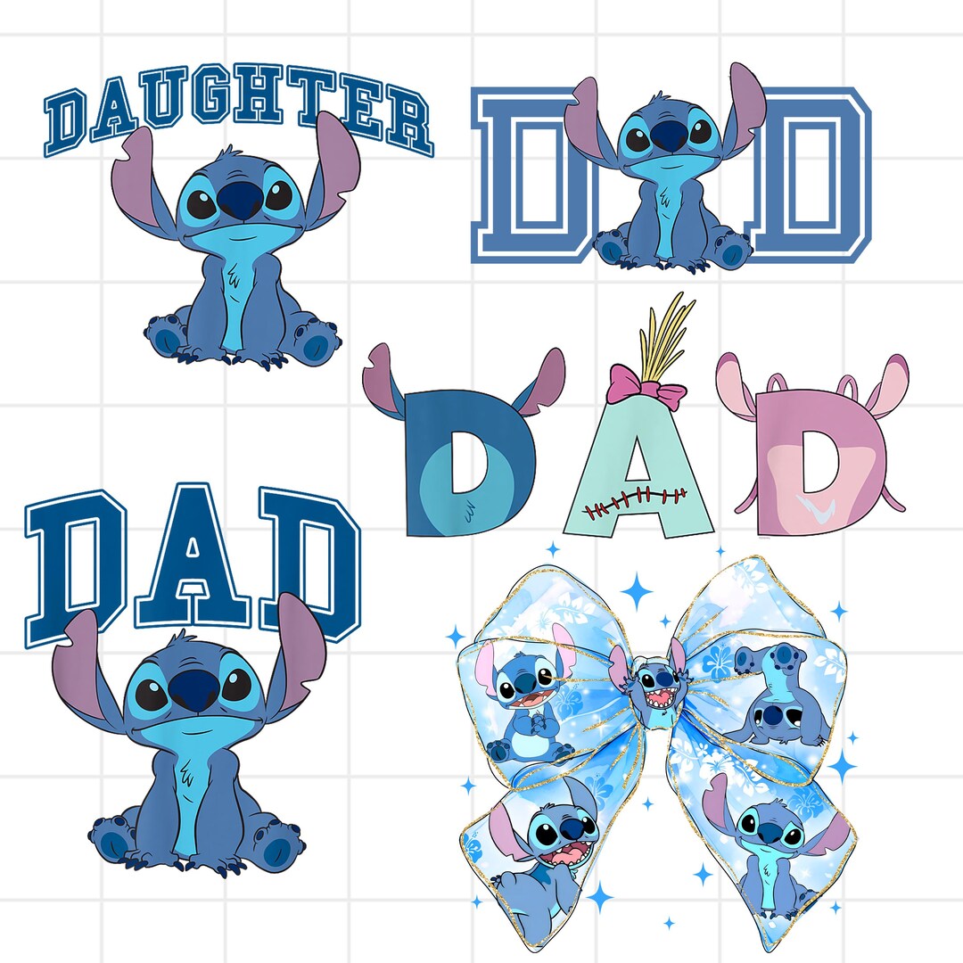 Stitch Dad PNG, Cute Alien Dad Sublimation Design, Father's Day Digital ...