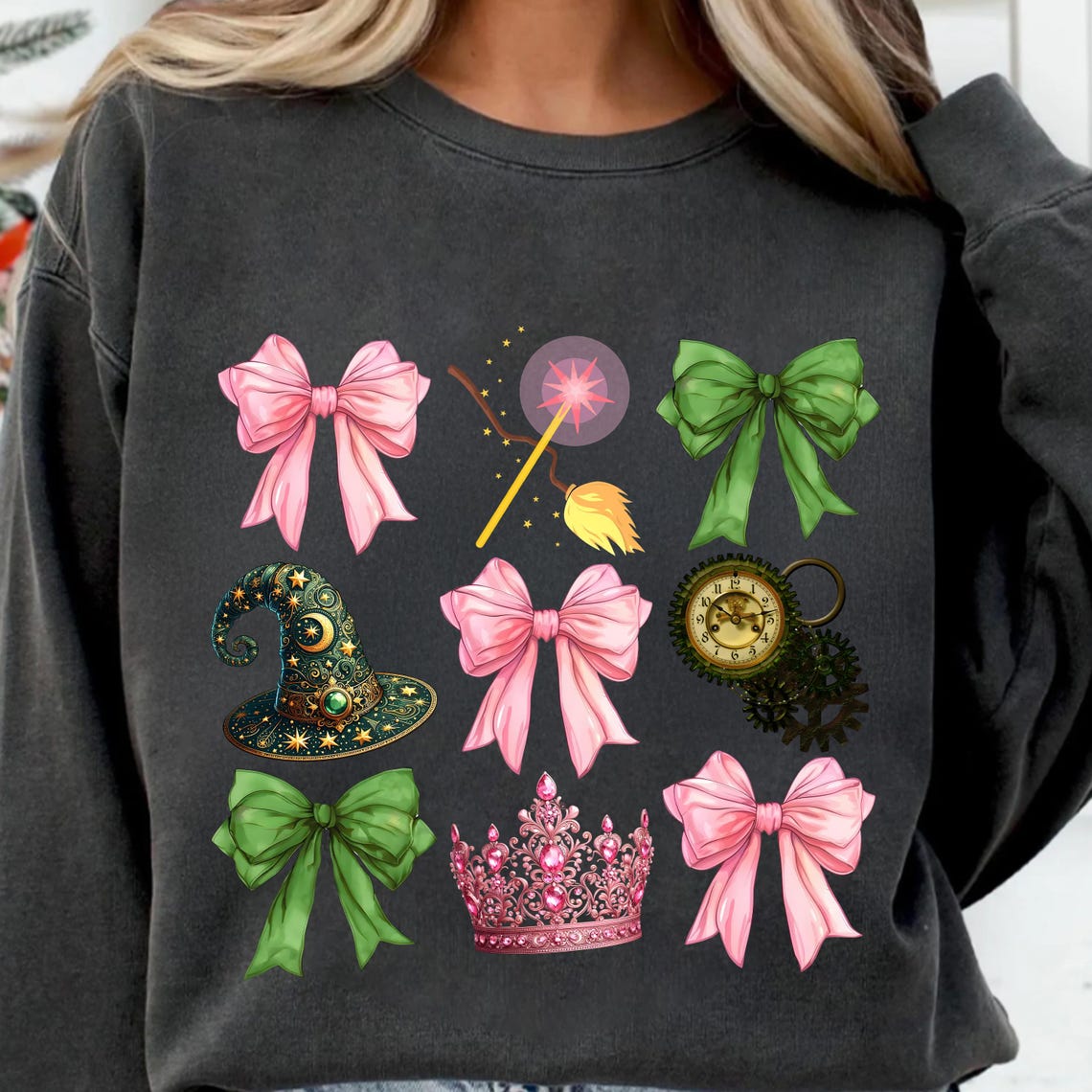 Wicked Pink and Green Png, Wizard Musical Movie Png, Coquette Bow ...