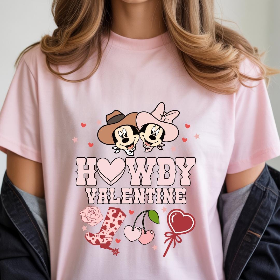 Mickey and Minnie Howdy Valentine’s Day Png Sublimation Design, Mouse ...