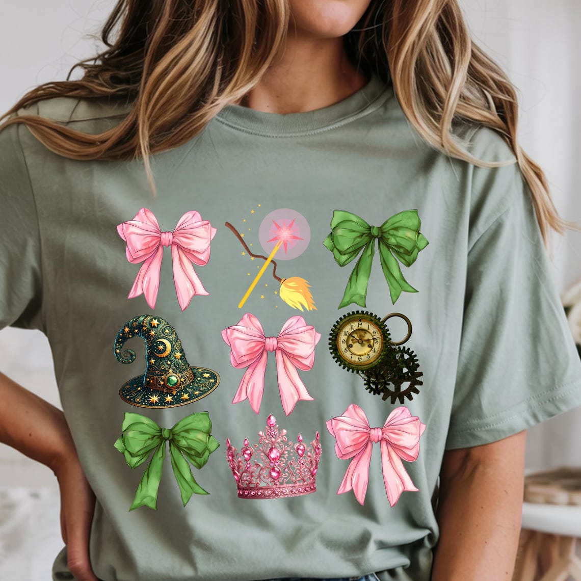 Wicked Pink and Green Png, Wizard Musical Movie Png, Coquette Bow ...