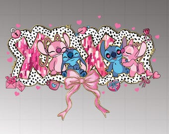 Stitch and Angel Couple Png, Her Stitch and His Angel Png, Cute Stitch ...