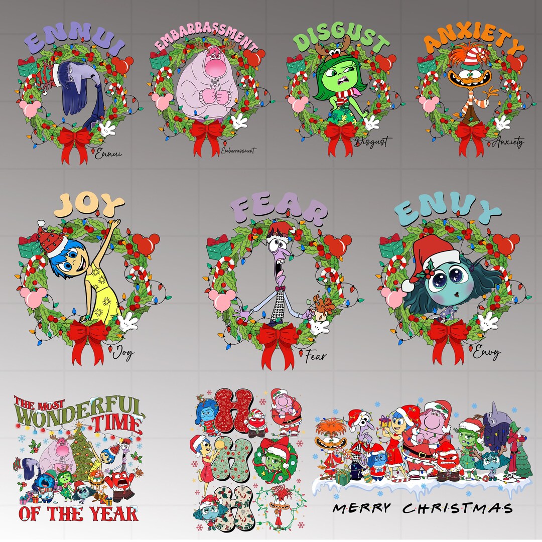 Inside Out Christmas PNG Bundle, Holiday Emotions Clipart, Cute Xmas ...