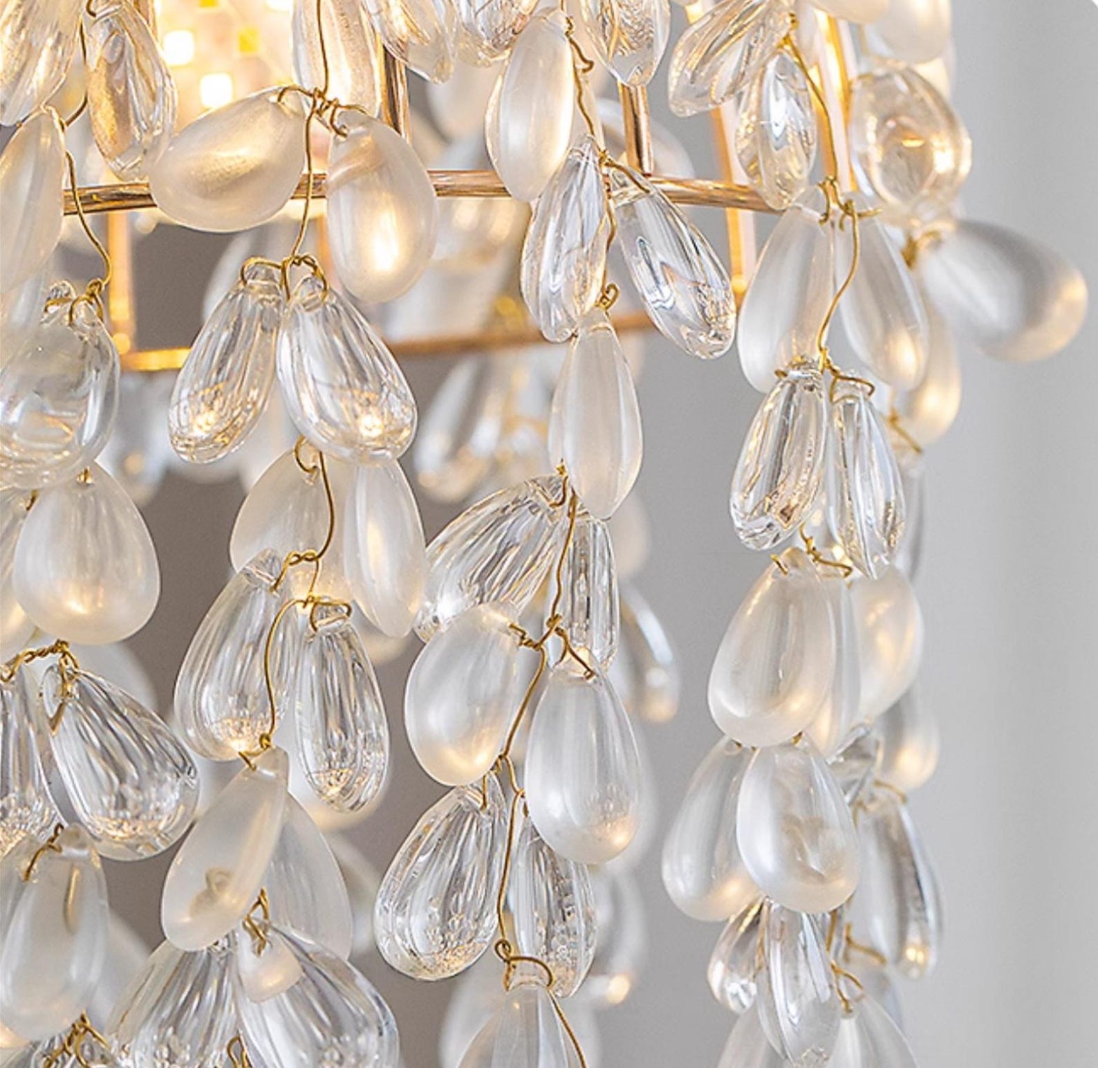 Handcrafted Teardrop Glass Pendant Light Adjustable Hanging Lamp for ...