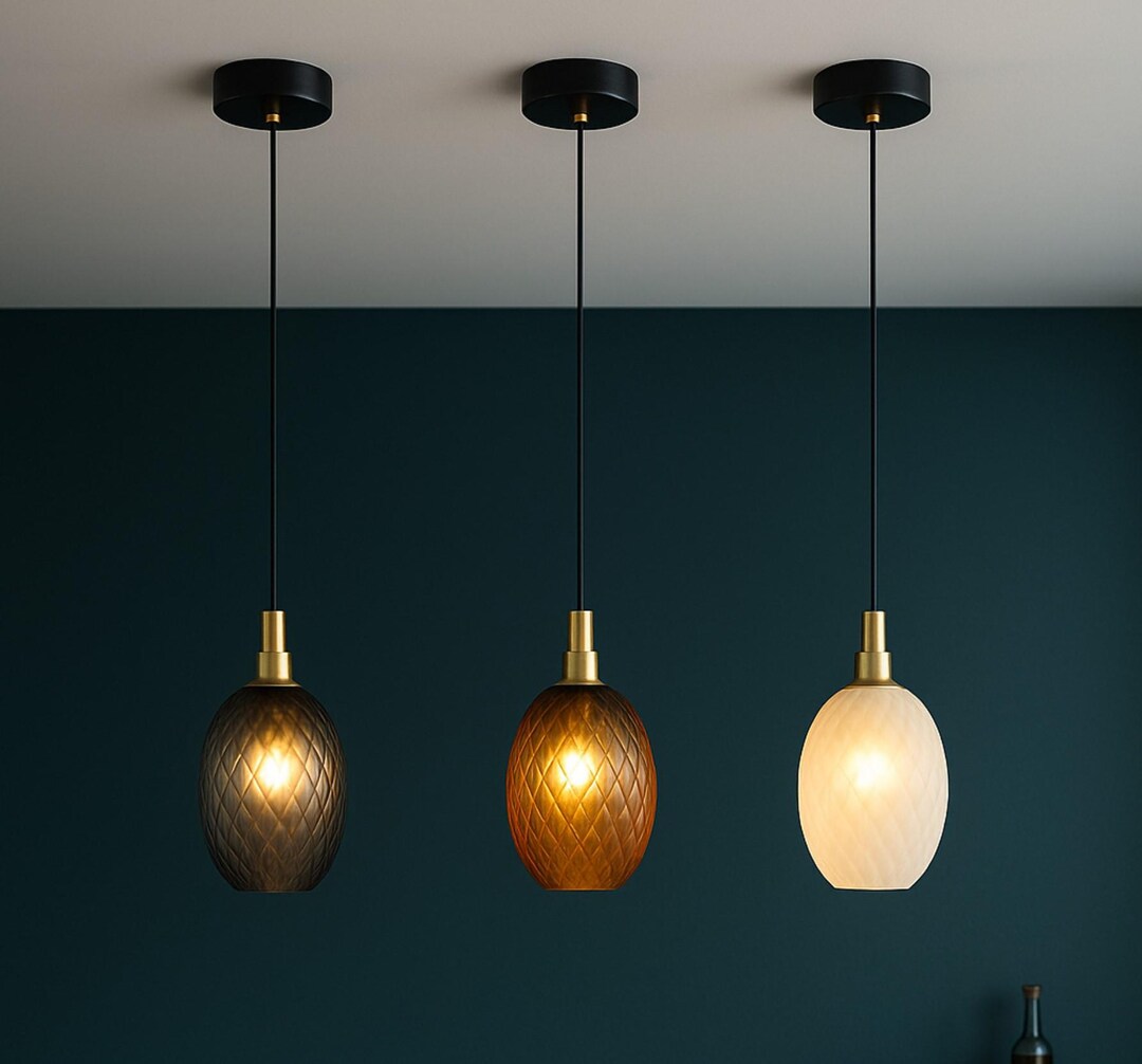 Modern Handmade Glass Drop Light – Adjustable Hanging Lamp – G9 Socket ...