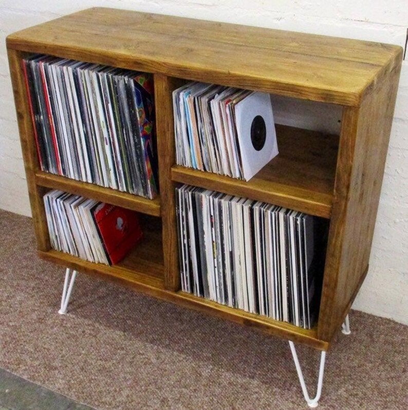 Handcrafted Wooden Vinyl Record Box, Holds up to 50 Lps. Elegant Design ...