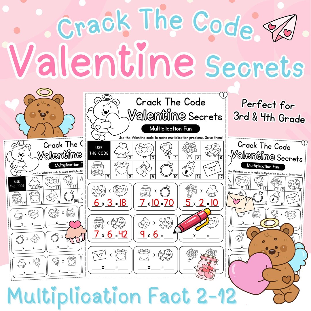 Hojas de multiplicación de San Valentín: Descifra el Código ...