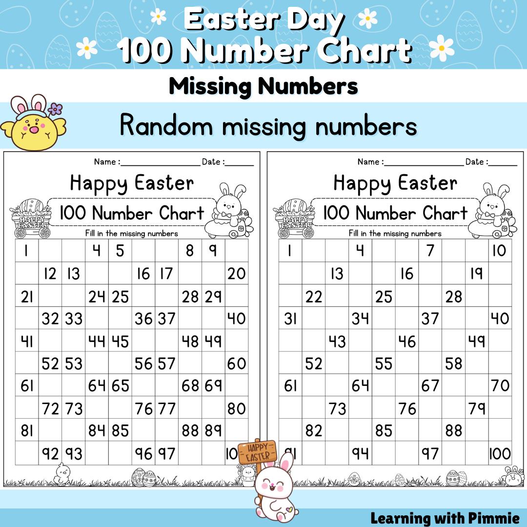 Easter Day 100's Chart: Missing Numbers, Blank Chart, Trace Numbers ...