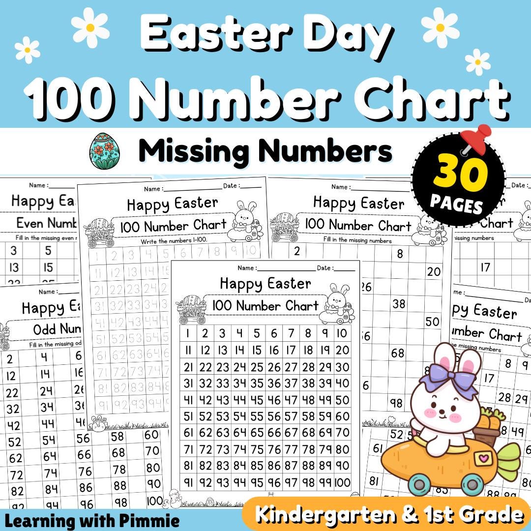 Easter Day 100's Chart: Missing Numbers, Blank Chart, Trace Numbers ...