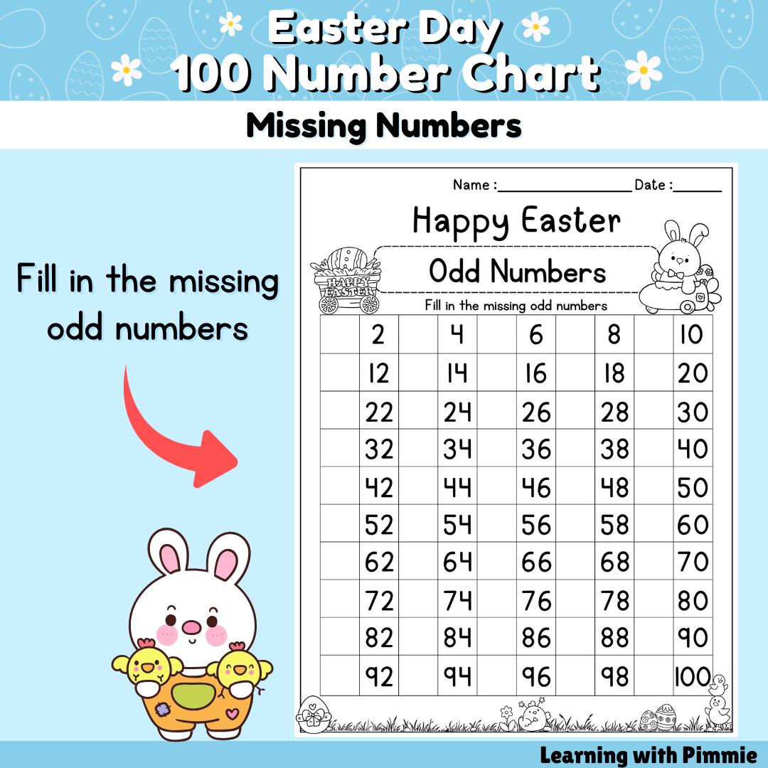 Easter Day 100's Chart: Missing Numbers, Blank Chart, Trace Numbers ...