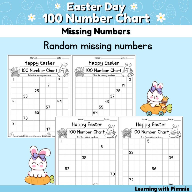Easter Day 100's Chart: Missing Numbers, Blank Chart, Trace Numbers ...
