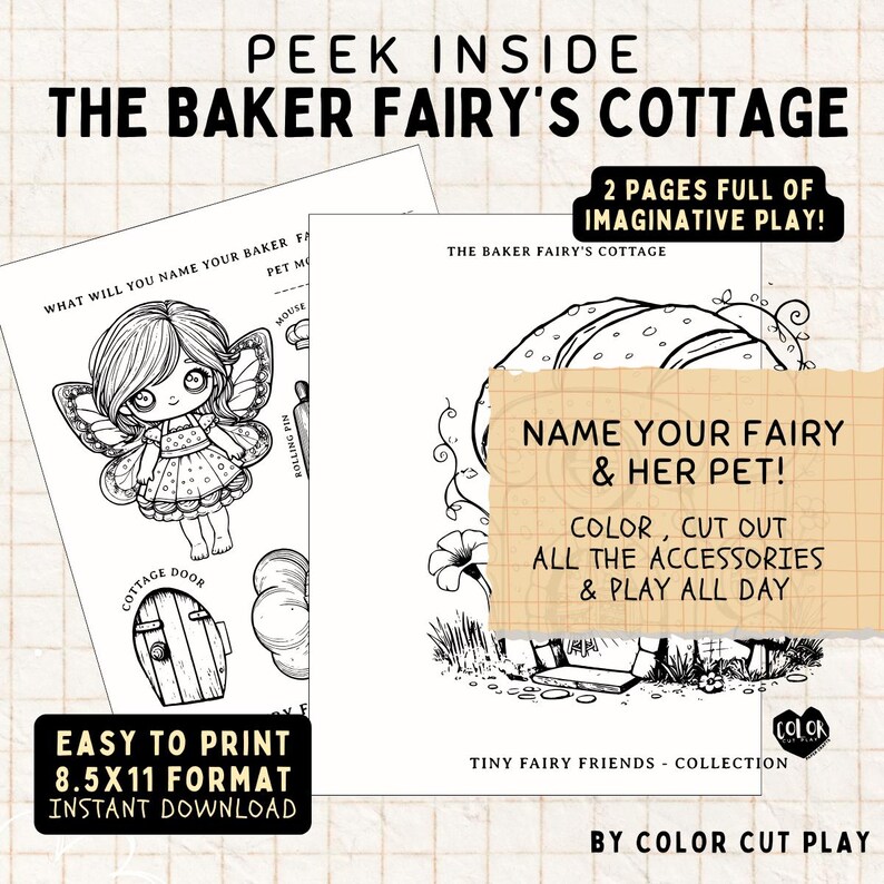 Baking Fairy Printable Paper Doll for Kids | Color, Cut & Play Craft ...
