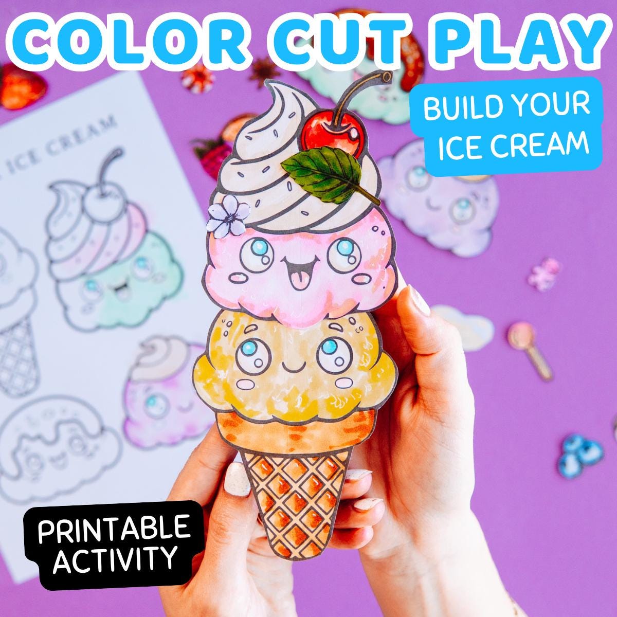 Build Your Own Ice Cream – Printable Paper Craft for Kids! - Etsy