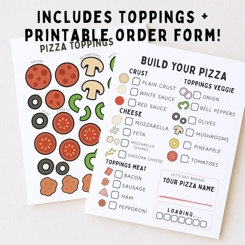 Build a Pizza Printable Kit – Pretend Play Food Activity for Kids ...