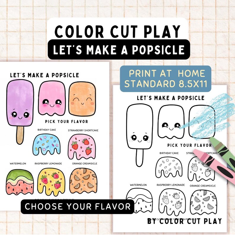 Build a Popsicle Printable – Cut and Paste Summer Craft for Kids | Pretend Play + Coloring ...