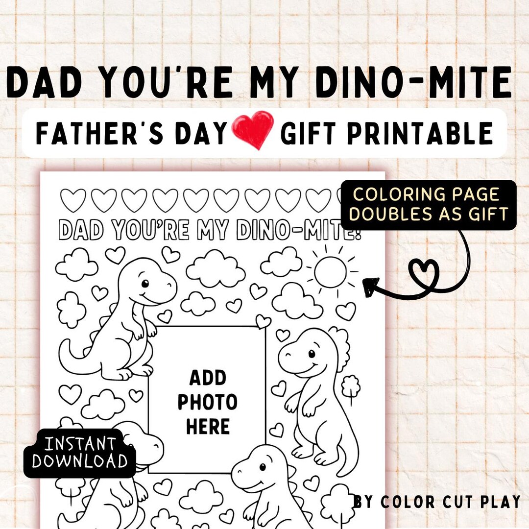 Coloring Gift for Dad From Kids – Printable Dinosaur Father’s Day Card ...