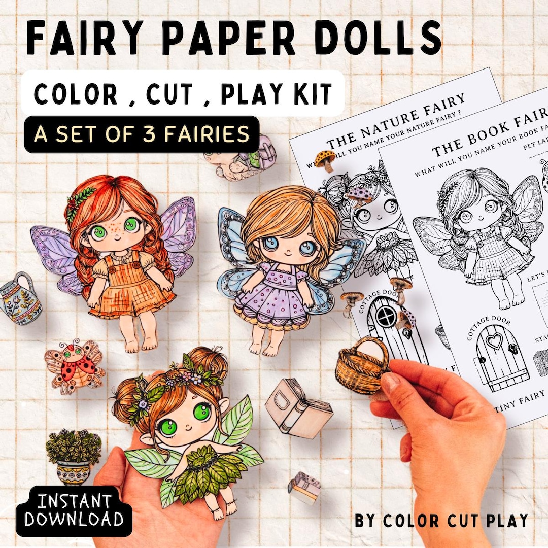 Printable Paper Doll Kids Activities – Fairy Paper Doll Kit for Kids ...