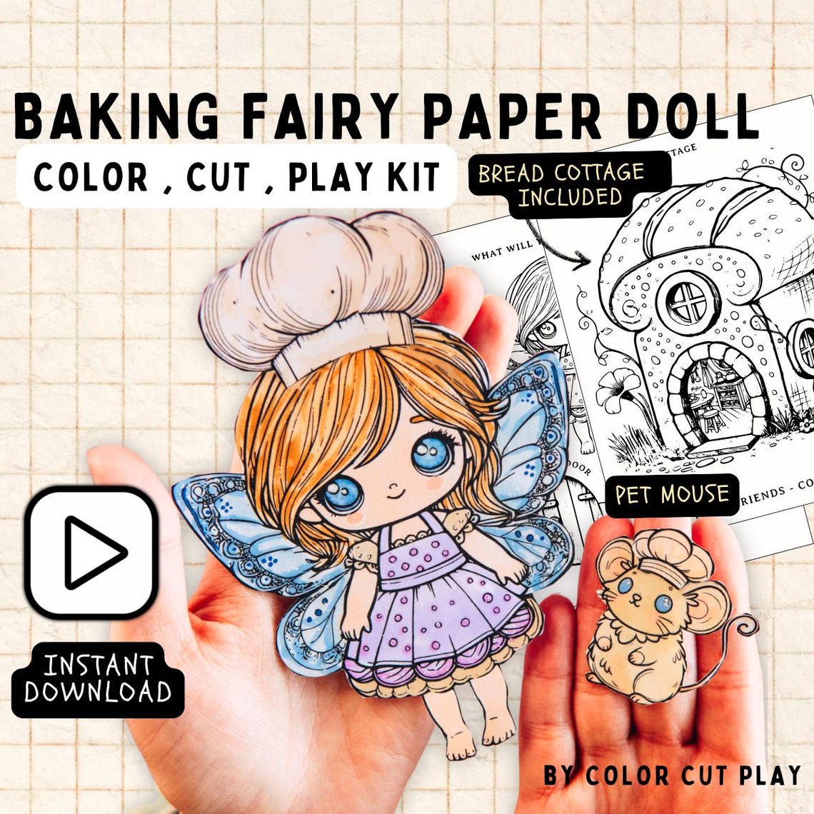 Baking Fairy Printable Paper Doll for Kids | Color, Cut & Play Craft ...