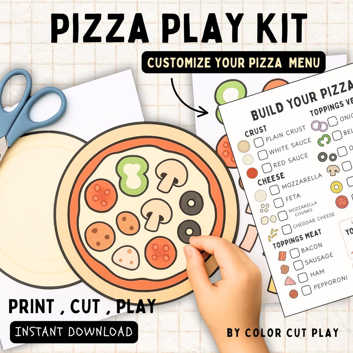 Build a Pizza & Popsicle Printable – Cut and Paste Food Craft for Kids ...