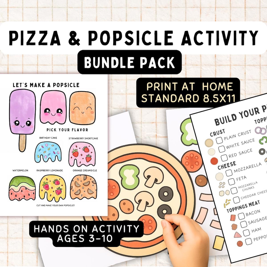 Build a Pizza & Popsicle Printable – Cut and Paste Food Craft for Kids ...