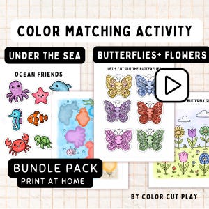 Color Matching Printable Activity for Kids – Ocean Animals & Butterfly ...