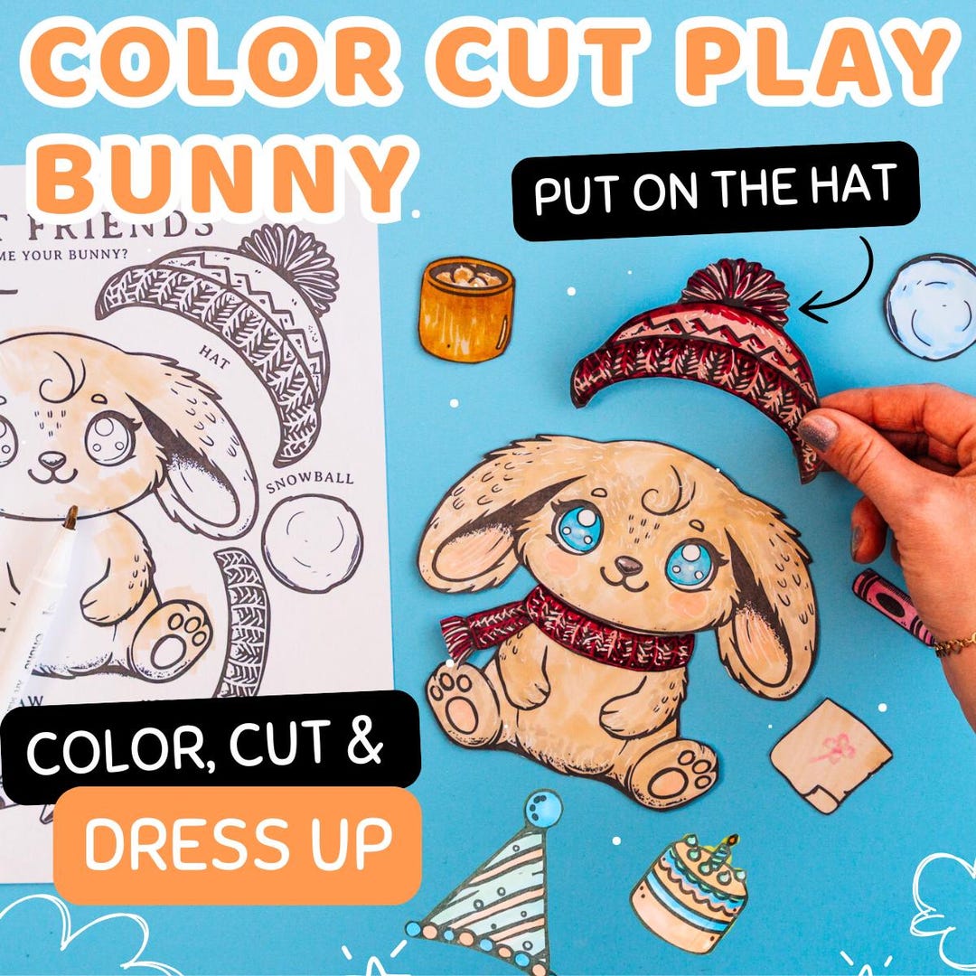 Dress up Your Bunny – Kawaii Paper Doll Coloring Page | Printable Cut ...
