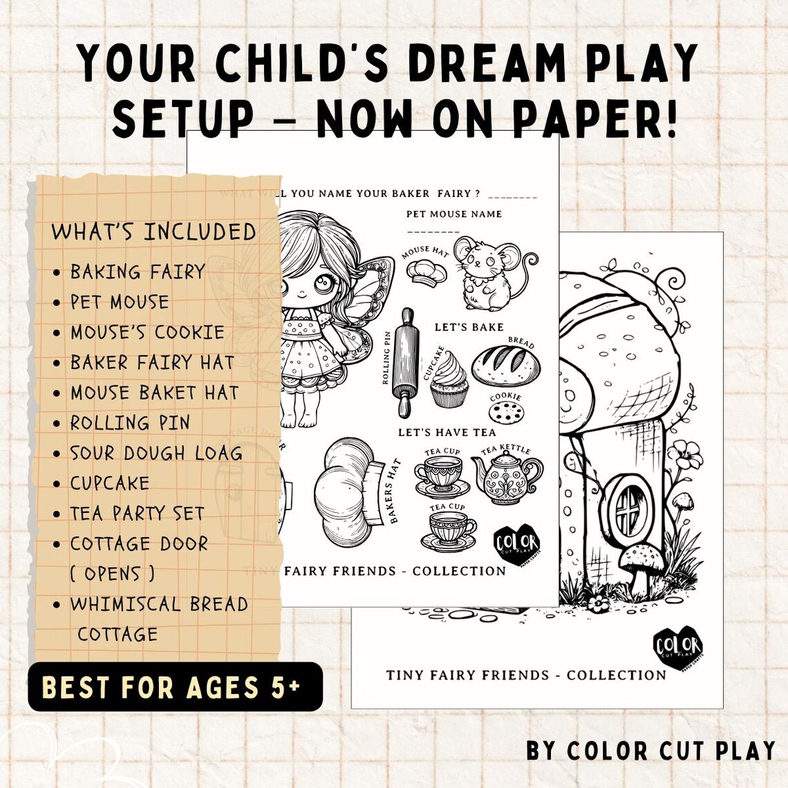 Baking Fairy Printable Paper Doll for Kids | Color, Cut & Play Craft ...