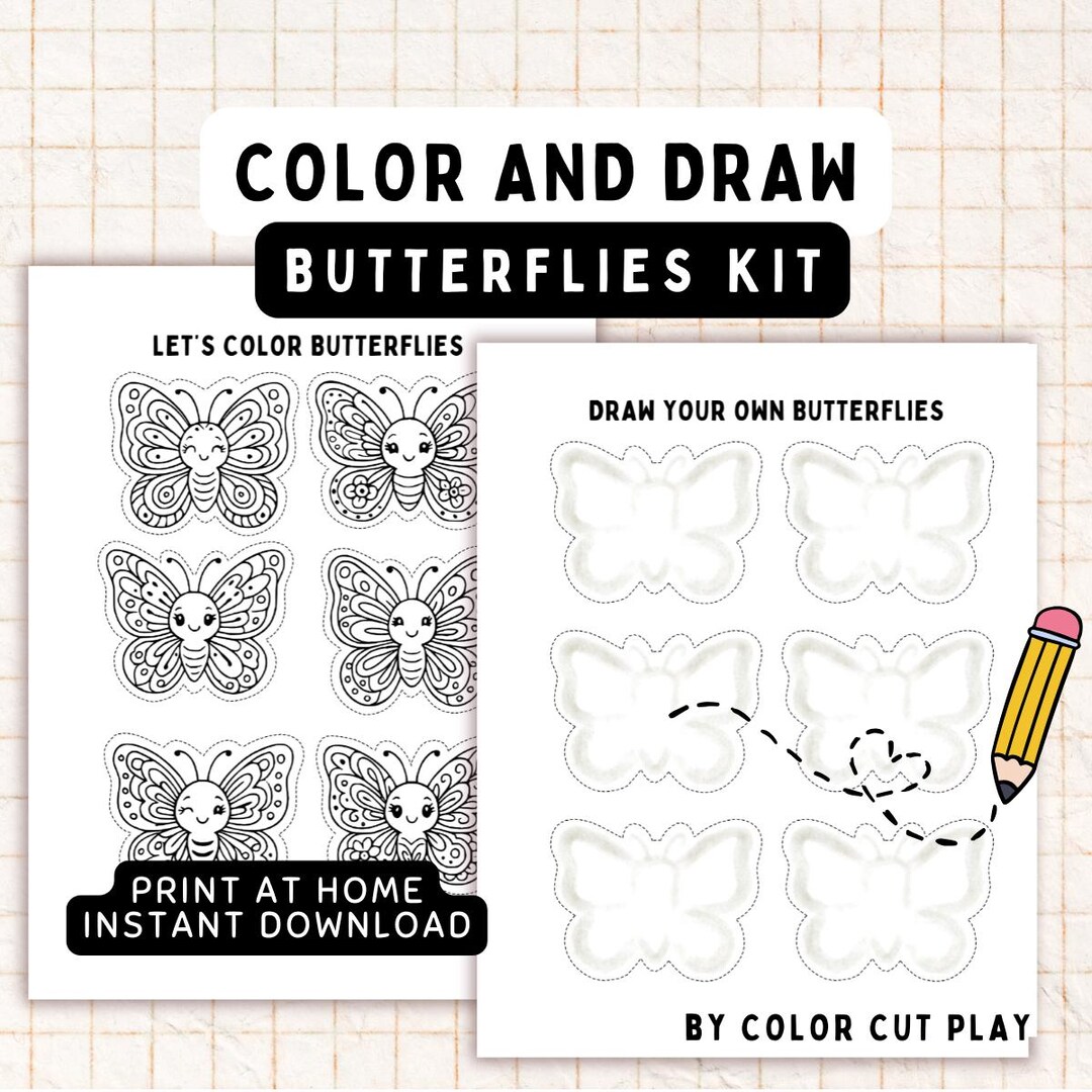 Butterfly Coloring and Drawing Activity for Kids – Color, Cut & Match ...