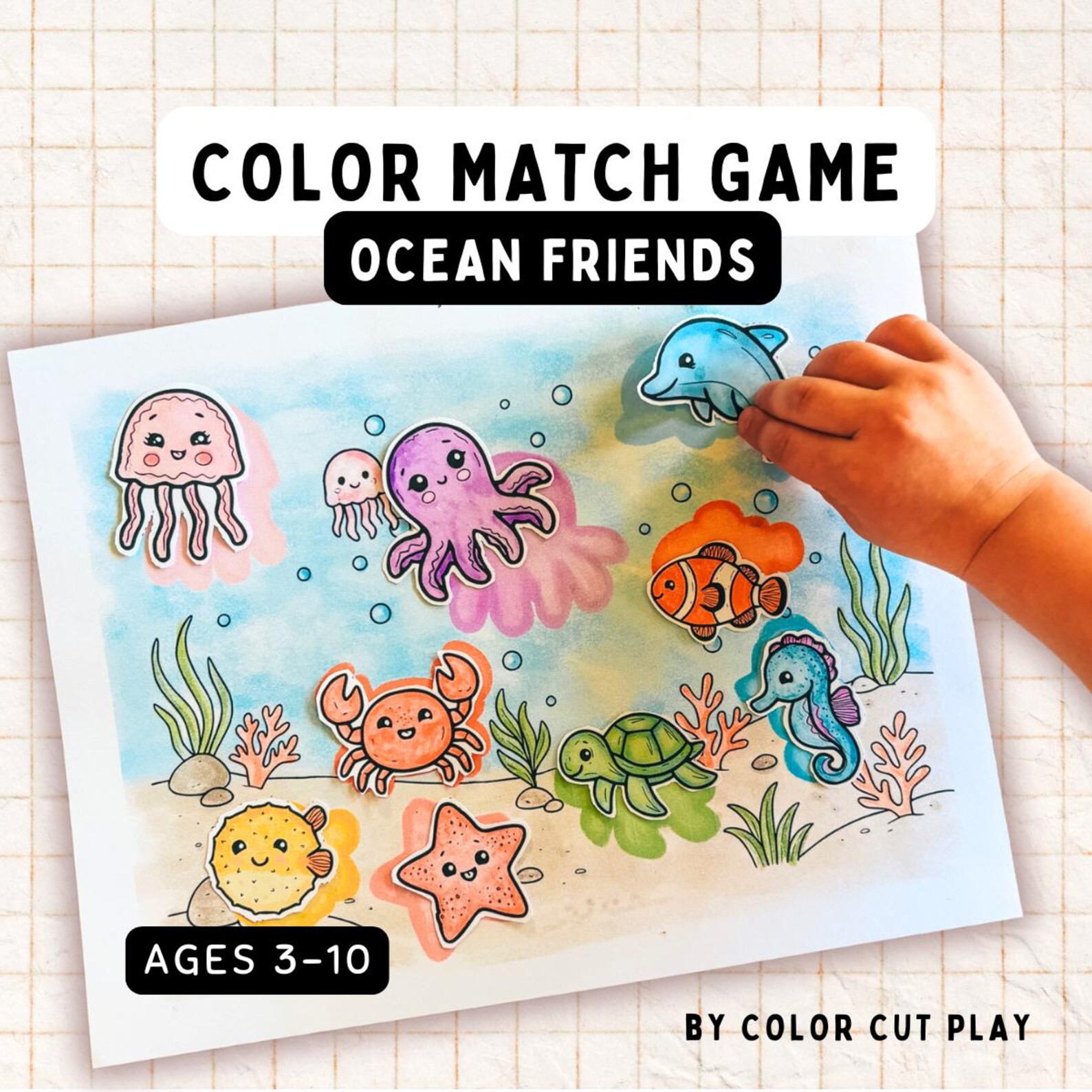 Ocean Animal Matching Game Printable – Cut and Paste Toddler Activity ...