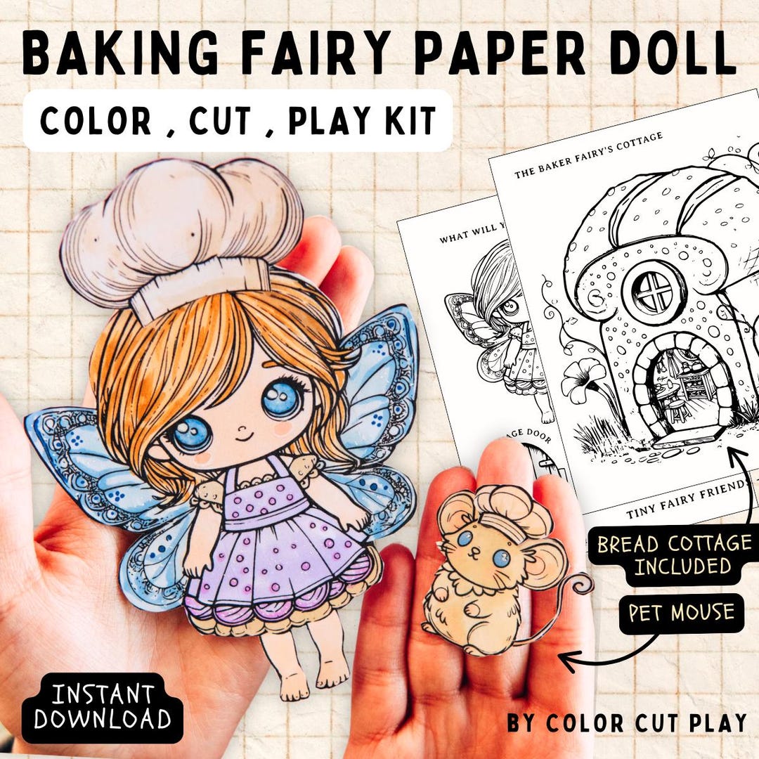 Baking Fairy Printable Paper Doll for Kids | Color, Cut & Play Craft ...