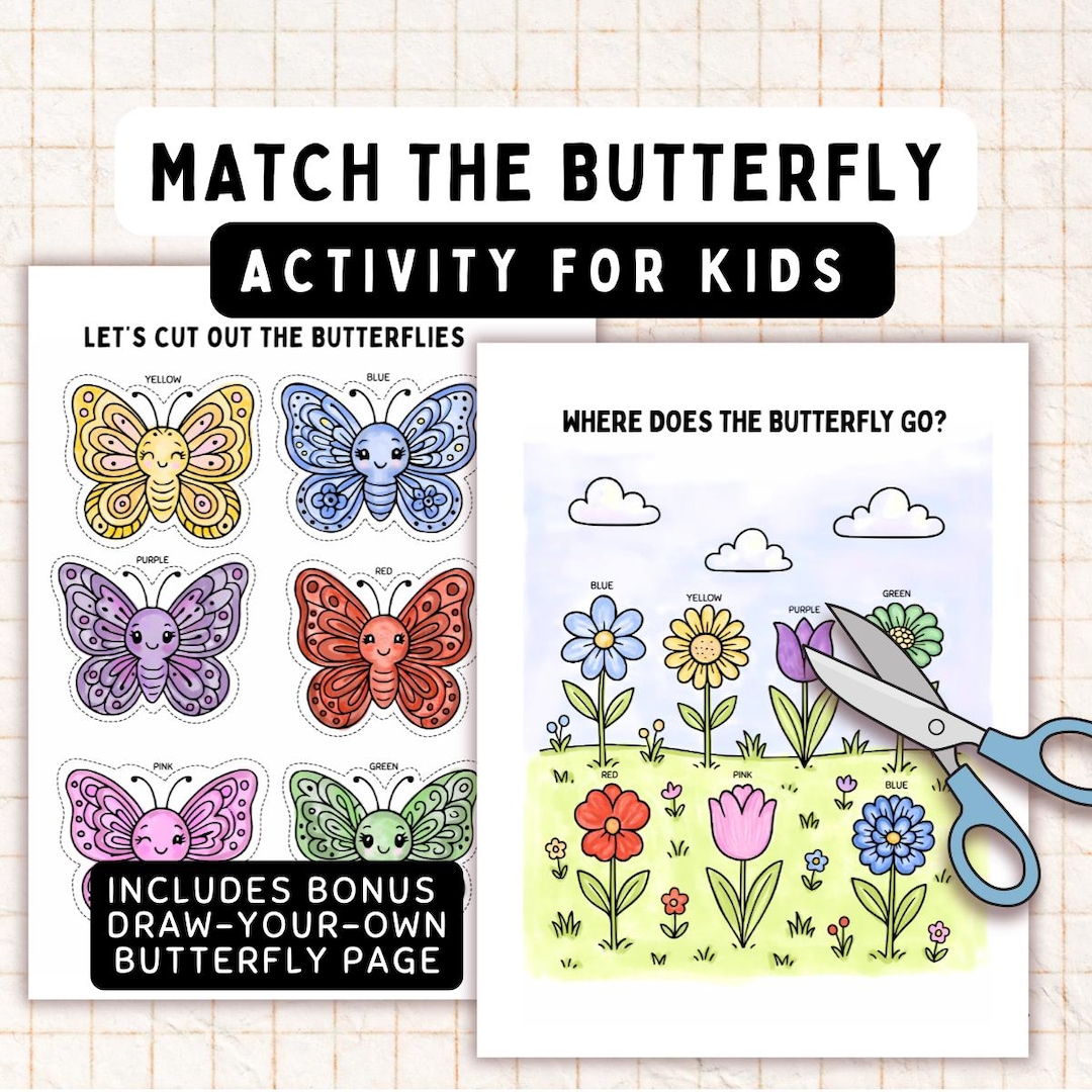 Butterfly Matching Activity for Kids – Color, Cut & Match Printable ...
