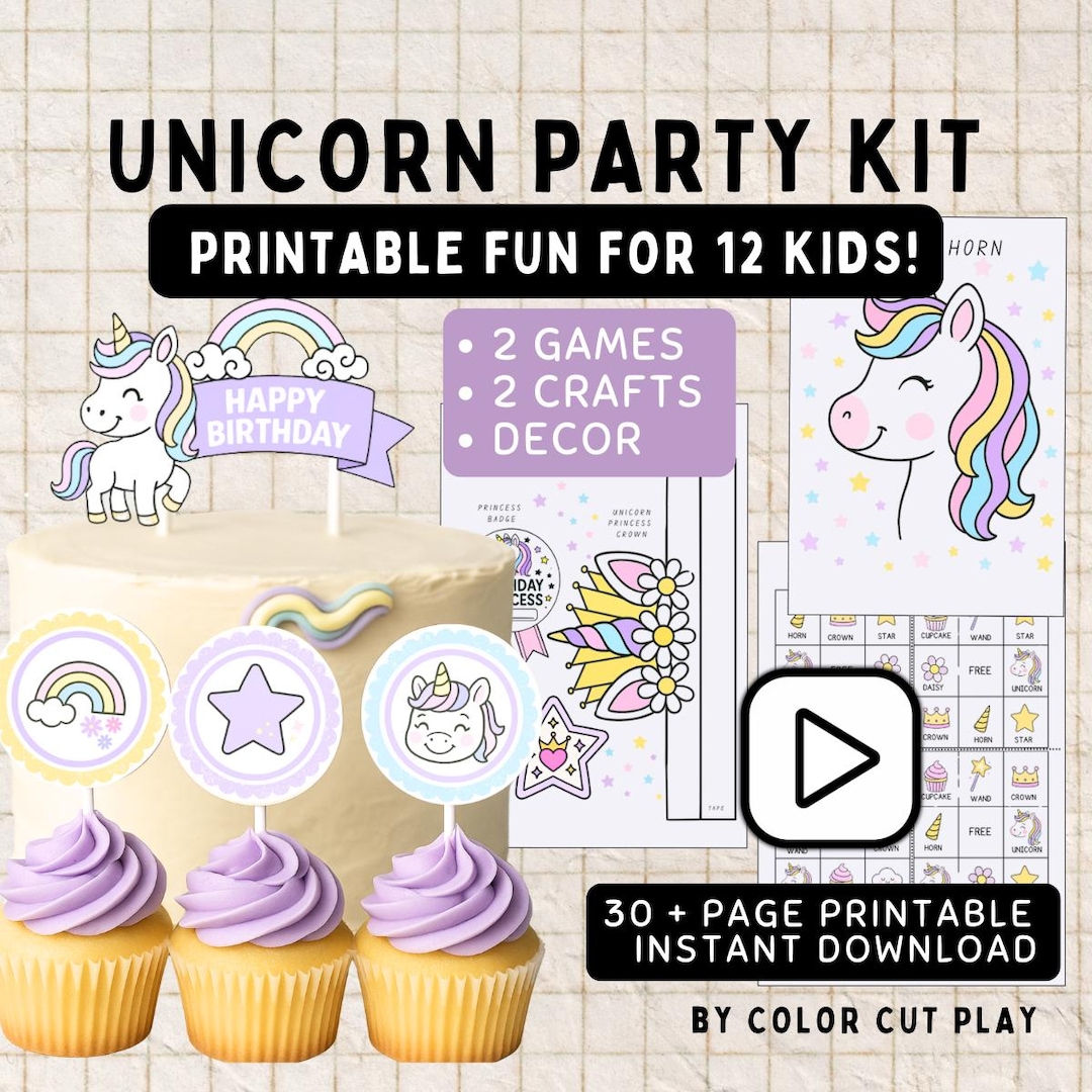 Unicorn Birthday Activity Kit – Printable Party Games, Crafts & Decor ...