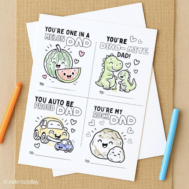 Father’s Day Printable Cards From Kids – Funny Pun Coloring Pages ...