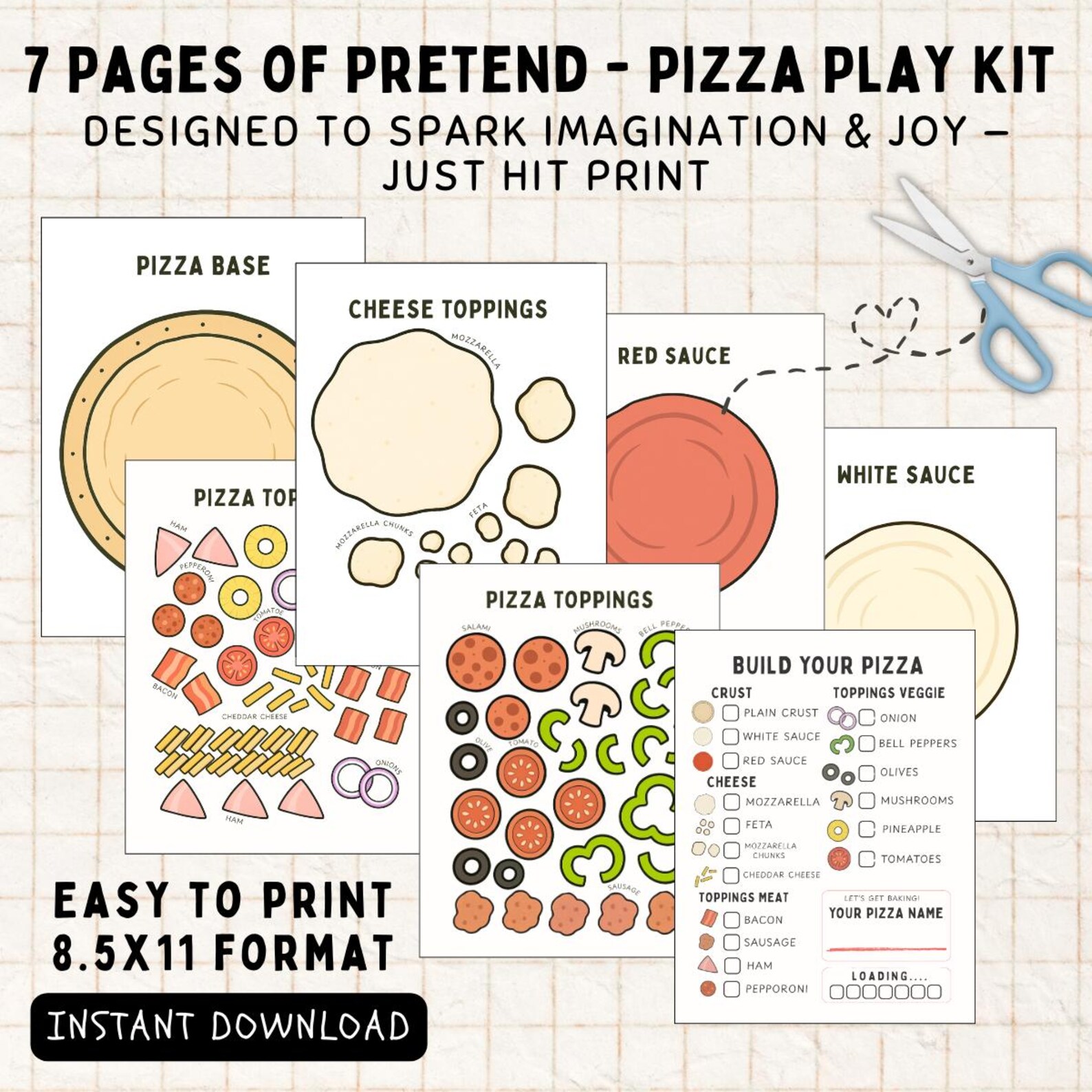 Build a Pizza & Popsicle Printable – Cut and Paste Food Craft for Kids ...
