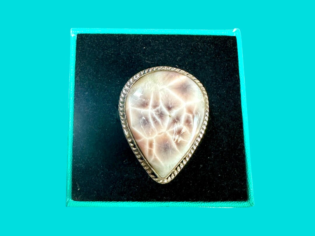 NETROLITE "pink Larimar" Natural Stone Pear Shape Cocktail Ring- 925 ...