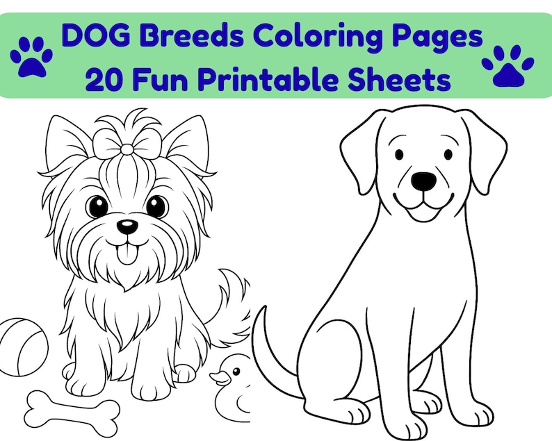 Dog Breeds Coloring Pages With Fun Activities for Kids – 20 Printable ...
