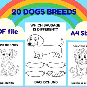 Dog Breeds Coloring Pages With Fun Activities for Kids – 20 Printable ...