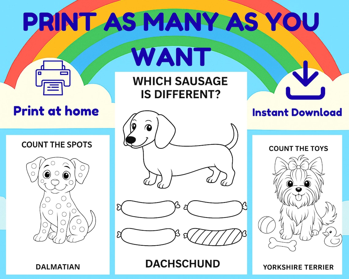 Dog Breeds Coloring Pages With Fun Activities for Kids – 20 Printable ...