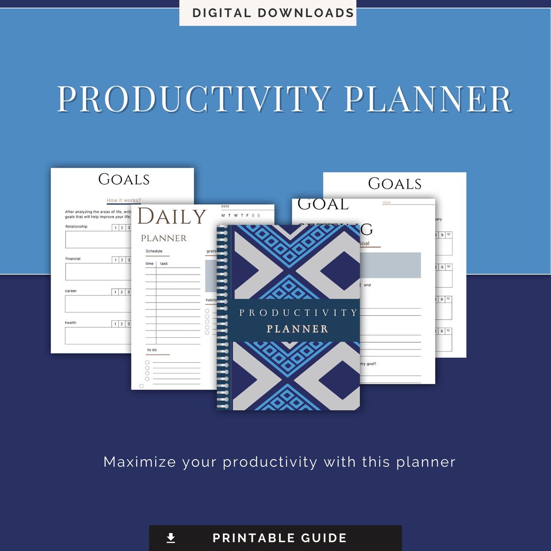 Daily Productivity Planner Printable, Undated Schedule (digital ...