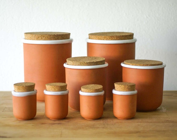 Vintage Ceramic Container Set With Cork Lids - Etsy