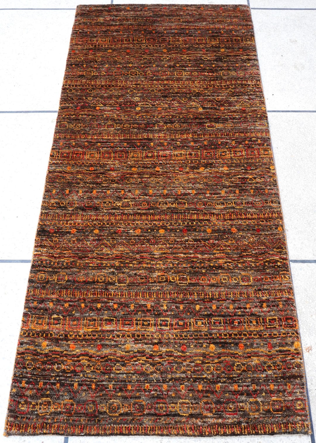 3x6 Rustic Artisan Area Rug - Tribal Wool Runner – Rich Earth Tone ...