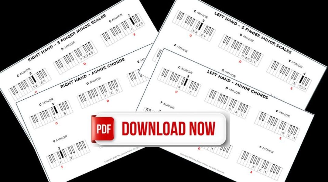 Minor Scales, Chords, Left and Right Hand, Piano, Scales With Fingering ...