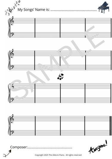 Piano Lessons, Composition, Blank Grand Staff Sheet Music, Compose a ...