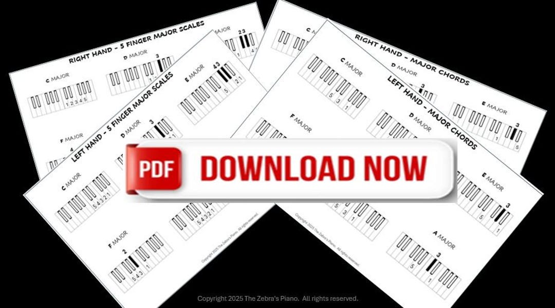 Major Scales, Chords, Left and Right Hand, Piano, Scales With Fingering ...