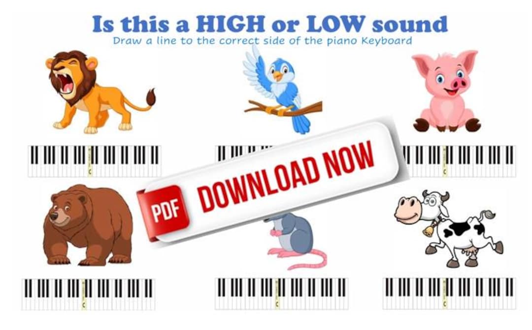 High and Low Sounds on the Piano Worksheet for Beginners - Etsy