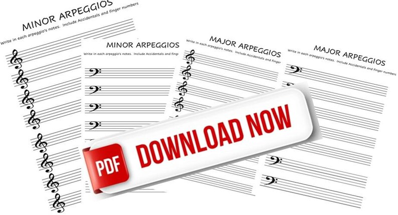 Theory Worksheets for Major & Minor Arpeggios on the Staff for Piano - Etsy