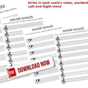 Theory Worksheets for Major and Minor Scales Applied to the Treble and ...