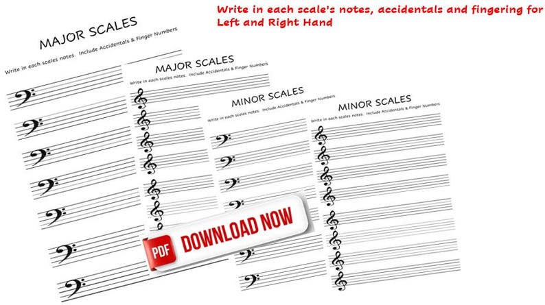 Theory Worksheets for Major and Minor Scales Applied to the Treble and ...